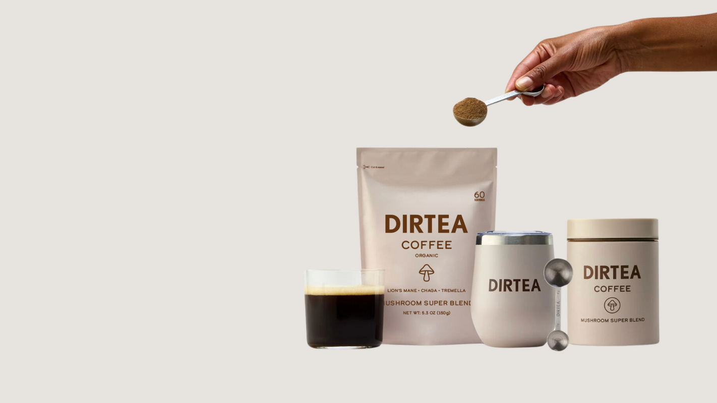 DIRTEA Mushroom Coffee with Lion’s Mane & Pure Powders for Focus