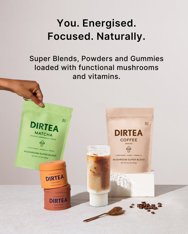DIRTEA Functional Mushrooms | Shop Mushroom Coffee & Powders